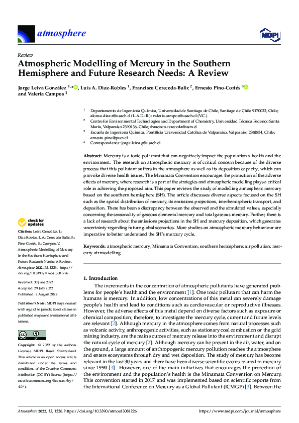 Pdf Atmospheric Modelling Of Mercury In The Southern Hemisphere And