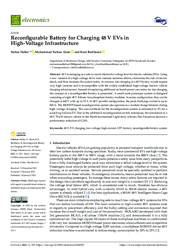 (PDF) Reconfigurable Battery for Charging 48 V EVs in High-Voltage ...