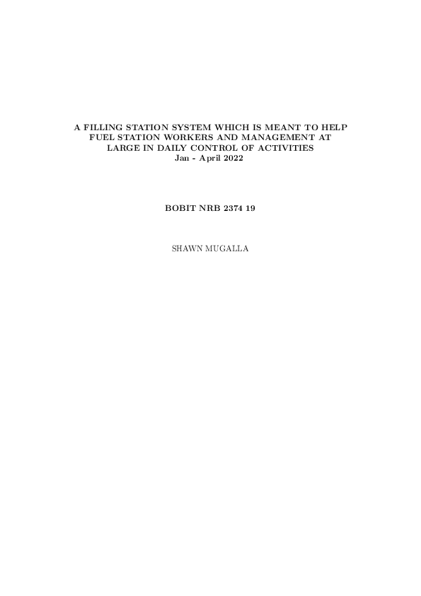 (PDF) A FILLING STATION SYSTEM WHICH IS MEANT TO HELP FUEL STATION ...