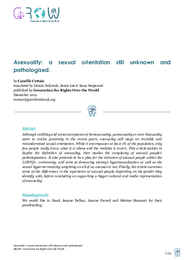 (PDF) Asexuality: a sexual orientation still unknown and pathologised