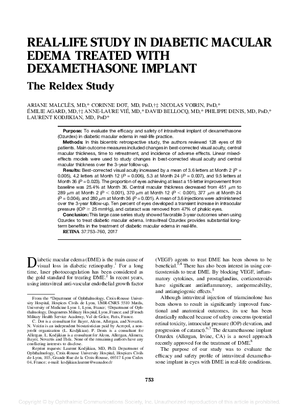 (PDF) Real-Life Study in Diabetic Macular Edema Treated with ...
