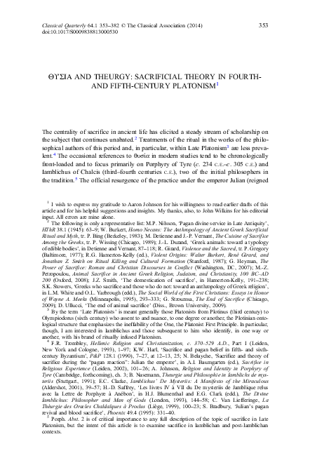 (PDF) Θϒσια and Theurgy: Sacrificial Theory in Fourth- and Fifth ...