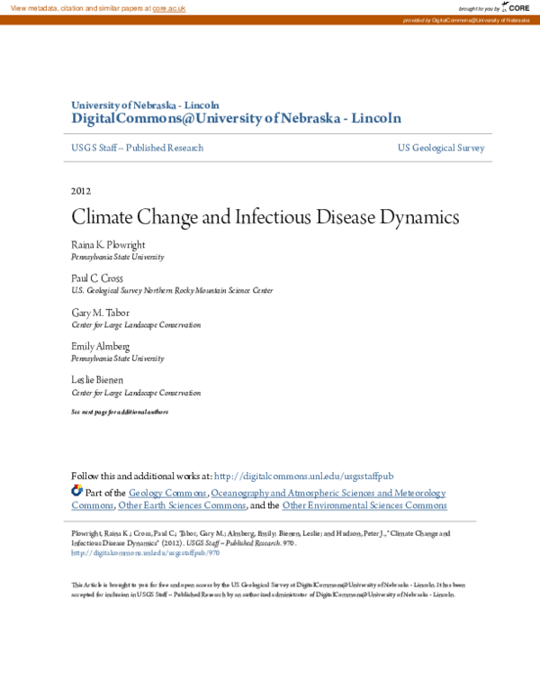 (PDF) Climate change and infectious disease dynamics