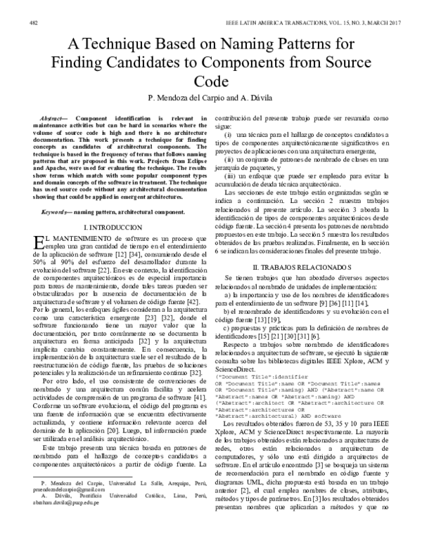 (PDF) A Technique Based on Naming Patterns for Finding Candidates to ...