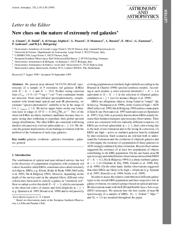 (PDF) New clues on the nature of extremely red galaxies