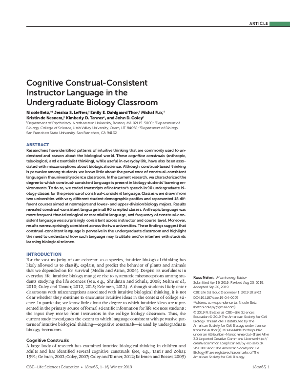 (PDF) Cognitive Construal-Consistent Instructor Language in the ...