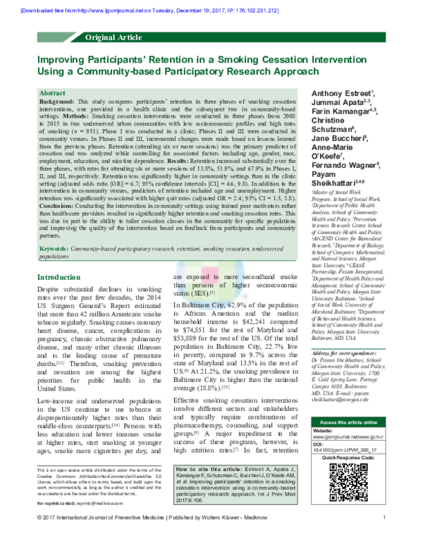 (PDF) Improving Participants' Retention in a Smoking Cessation ...