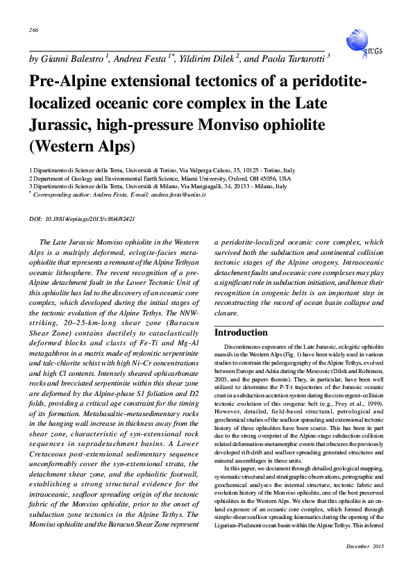(PDF) Pre-Alpine Extensional Tectonics of a Peridotite-Localized ...
