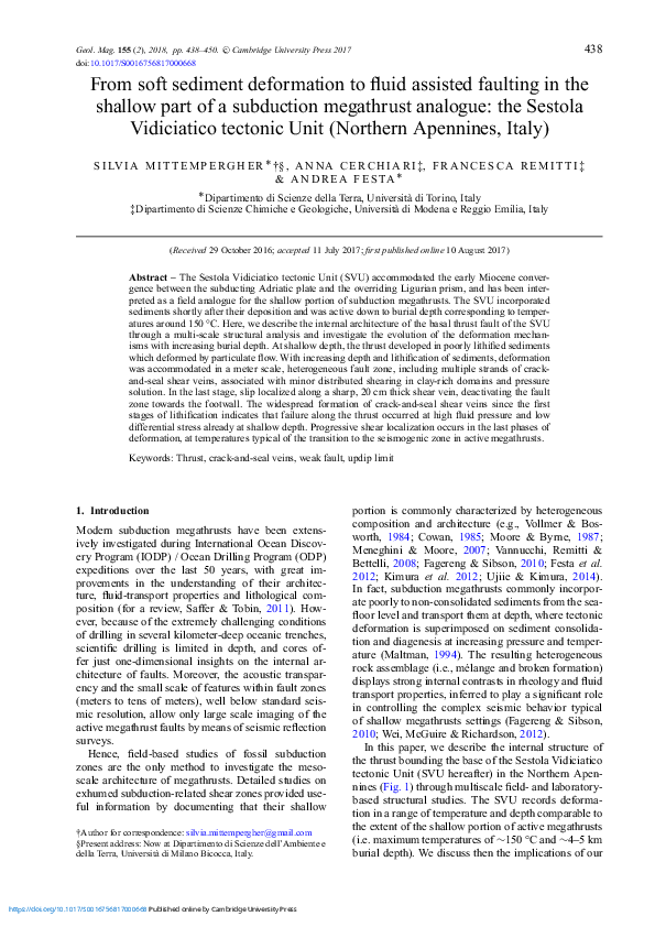 (PDF) From soft sediment deformation to fluid assisted faulting in the ...