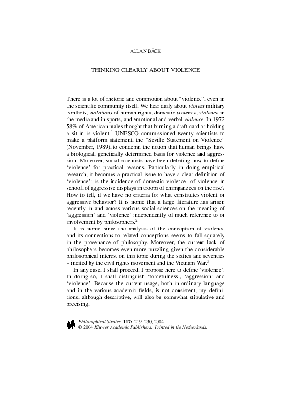 (PDF) Thinking Clearly about Violence