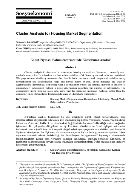 (PDF) Cluster Analysis for Housing Market Segmentation