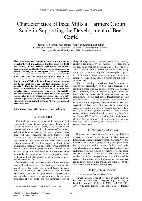 (PDF) Characteristics of Feed Mills at Farmers Group Scale in ...