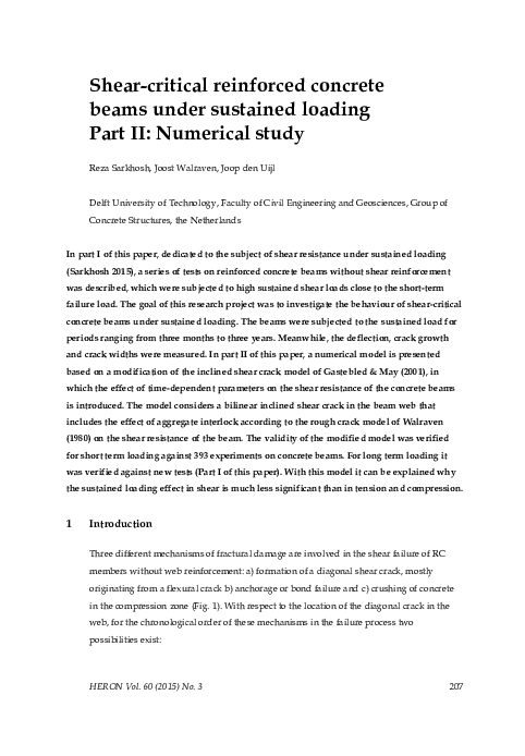 (PDF) Shear-critical reinforced concrete beams under sustained loading Part II: Numerical study