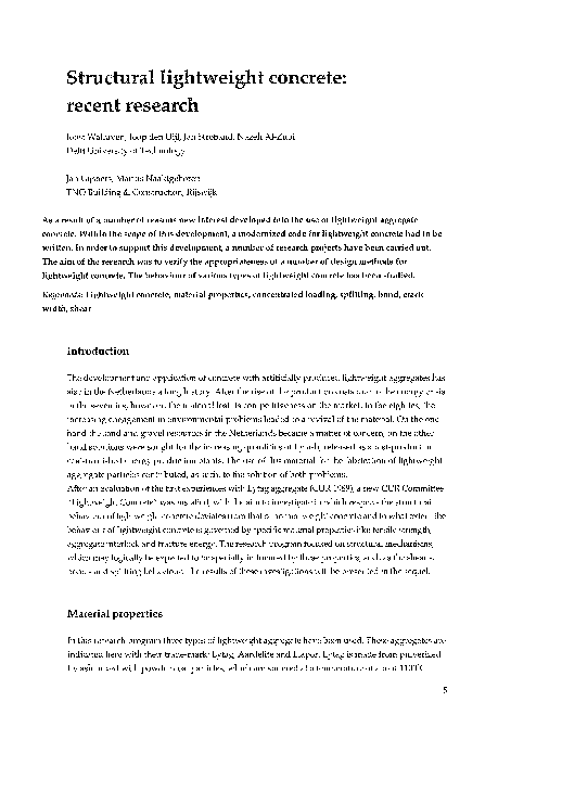 (PDF) Structural lightweight concrete: recent research