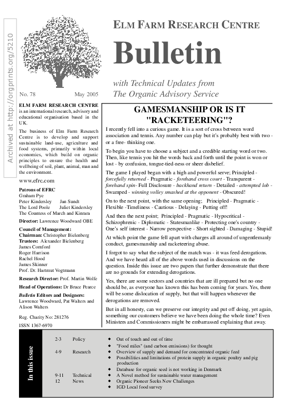 (PDF) Elm Farm Research Centre Bulletin 78