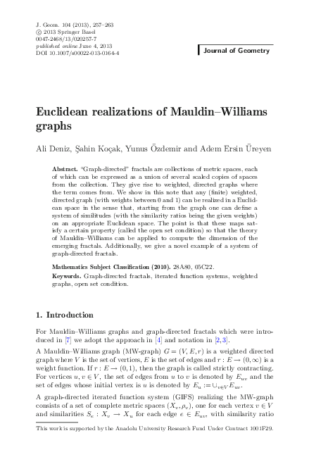 (PDF) Euclidean realizations of Mauldin–Williams graphs