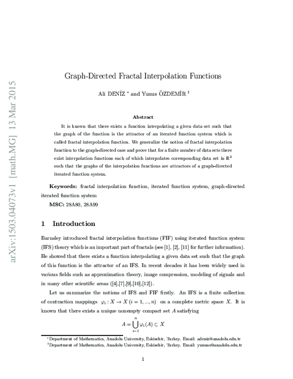 Pdf Graph Directed Fractal Interpolation Functions 