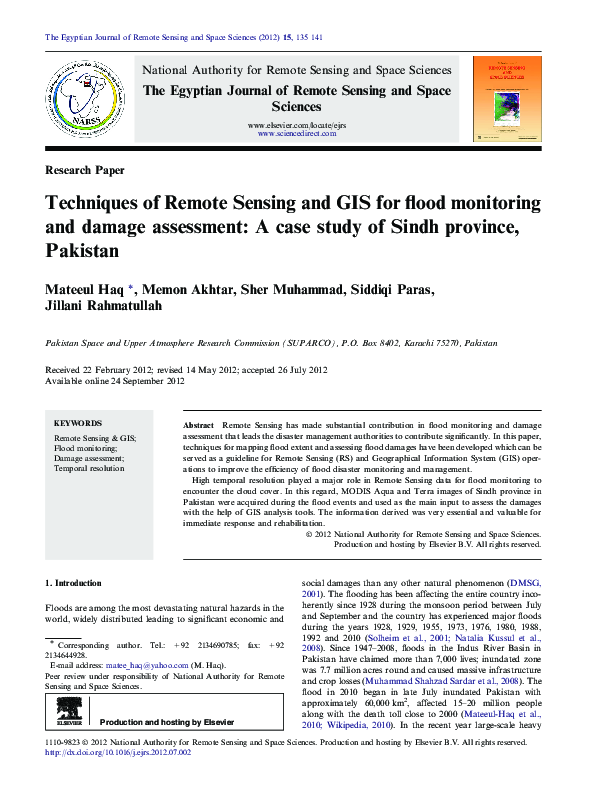 Pdf Techniques Of Remote Sensing And Gis For Flood Monitoring And