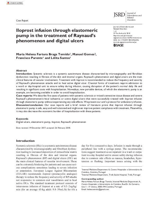 (PDF) Iloprost infusion through elastomeric pump in the treatment of ...