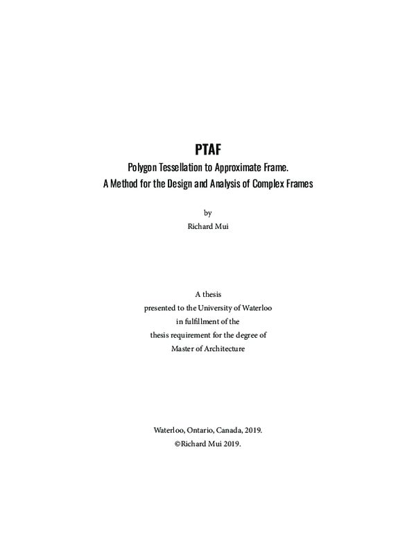 (PDF) PTAF Polygon Tessellation to Approximate Frame. A Method for the ...