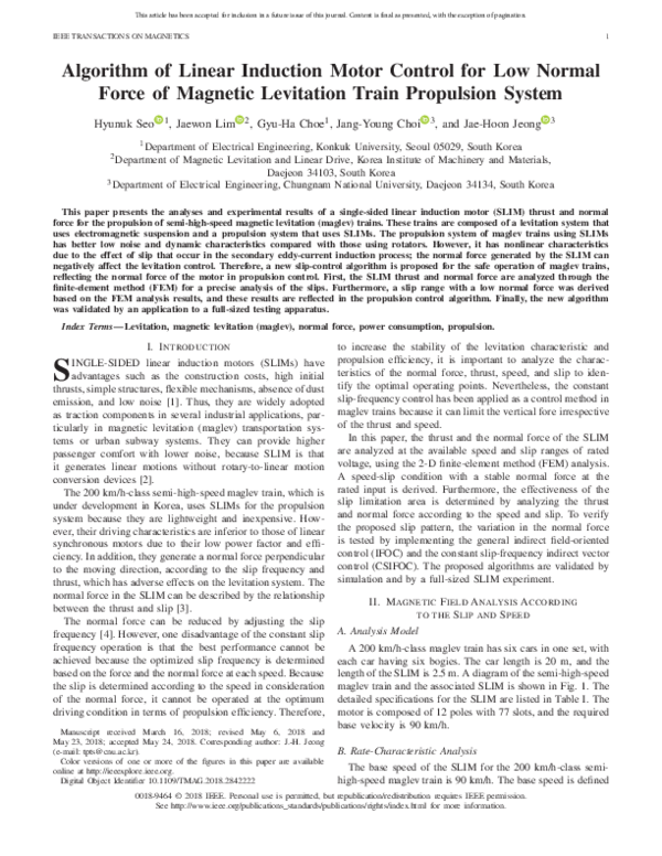 Pdf Algorithm Of Linear Induction Motor Control For Low Normal Force