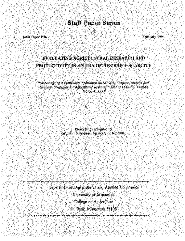 (PDF) Evaluating Agricultural Research and Productivity in an Era of ...