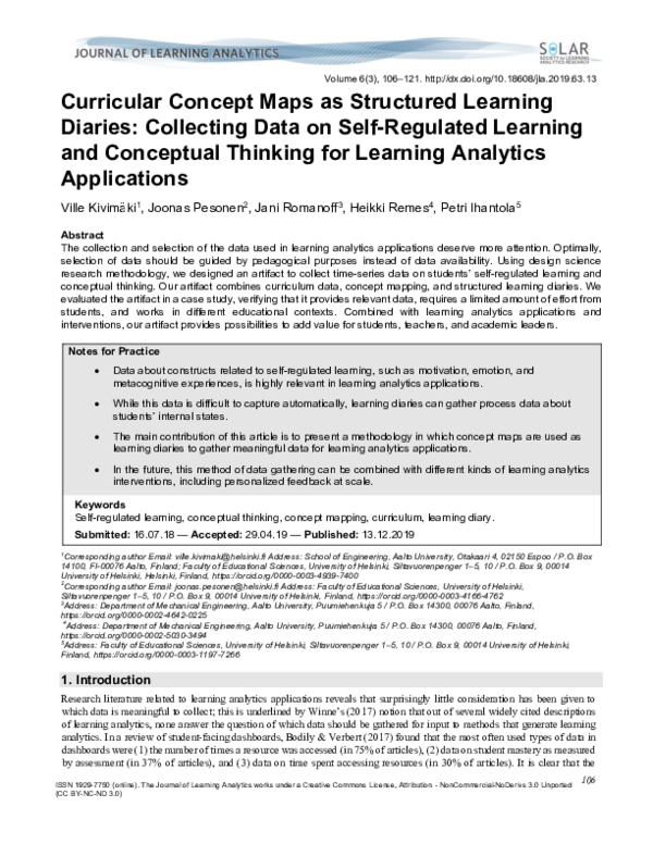 (PDF) Curricular Concept Maps as Structured Learning Diaries: Collecting Data on Self-Regulated ...