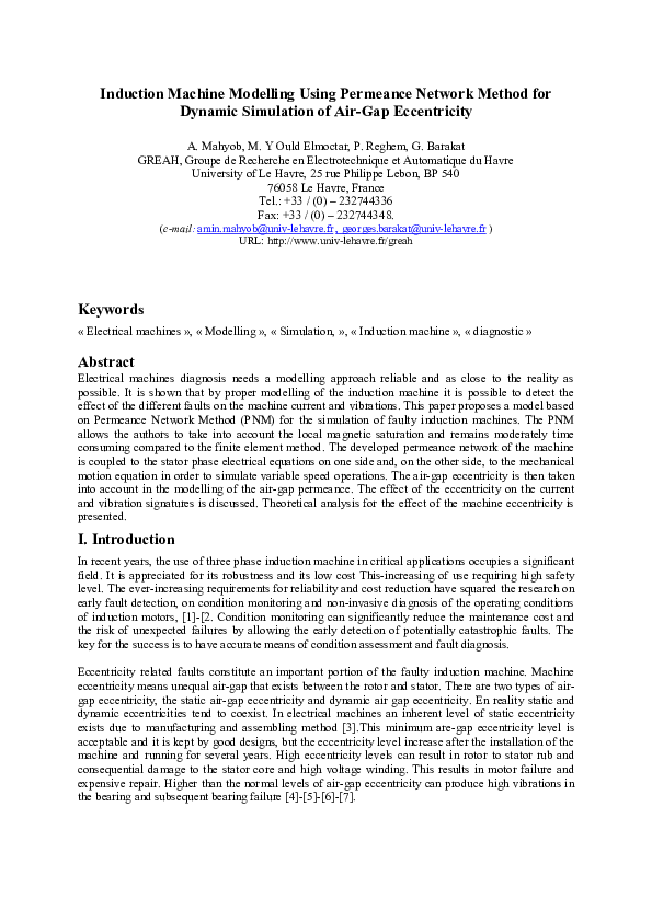 Induction Machine Modelling Using Permeance Network Method For Dynamic Simulation Of Air Gap