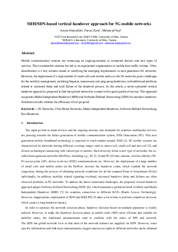 (PDF) MIH/SDN-Based Vertical Handover Approach for 5G Mobile Networks
