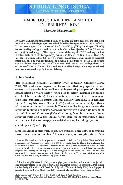 (PDF) Ambiguous Labeling and Full Interpretation