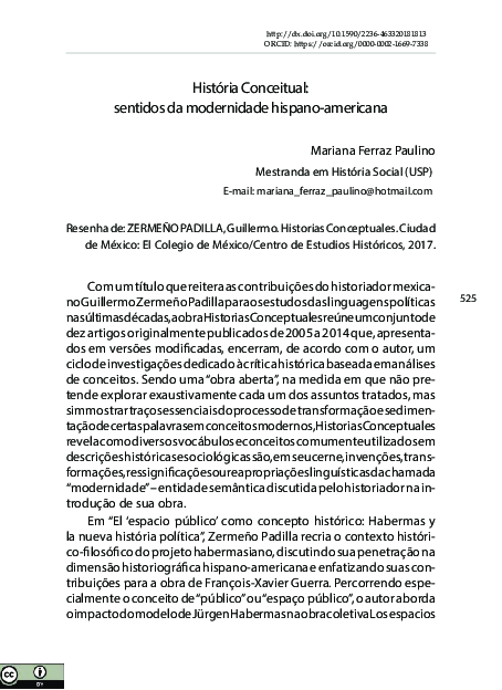 (PDF) História Conceitual: sentidos da modernidade hispano-americana