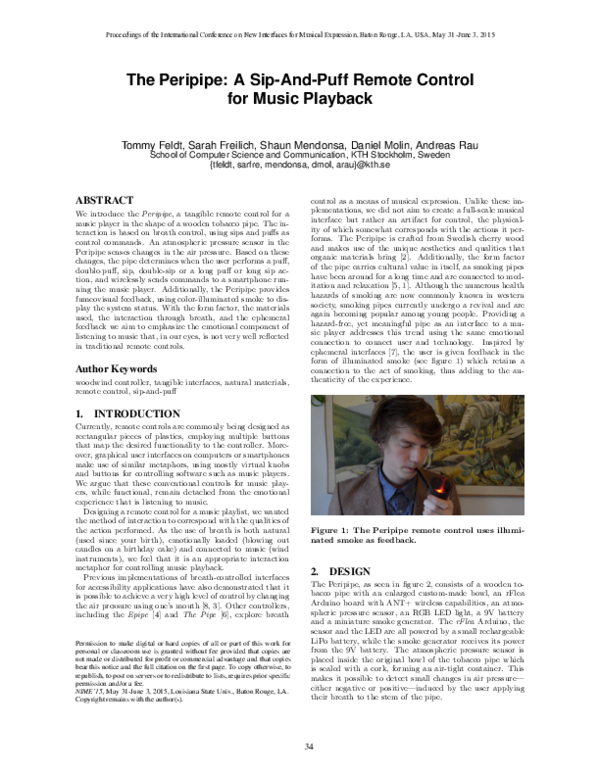 (PDF) Puff, Puff, Play: A Sip-And-Puff Remote Control For Music Playback