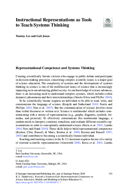 (PDF) Instructional Representations as Tools to Teach Systems Thinking
