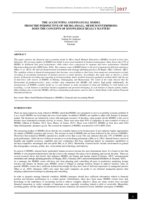 (PDF) The accounting and financial model from the perspective of micro, small, medium ...