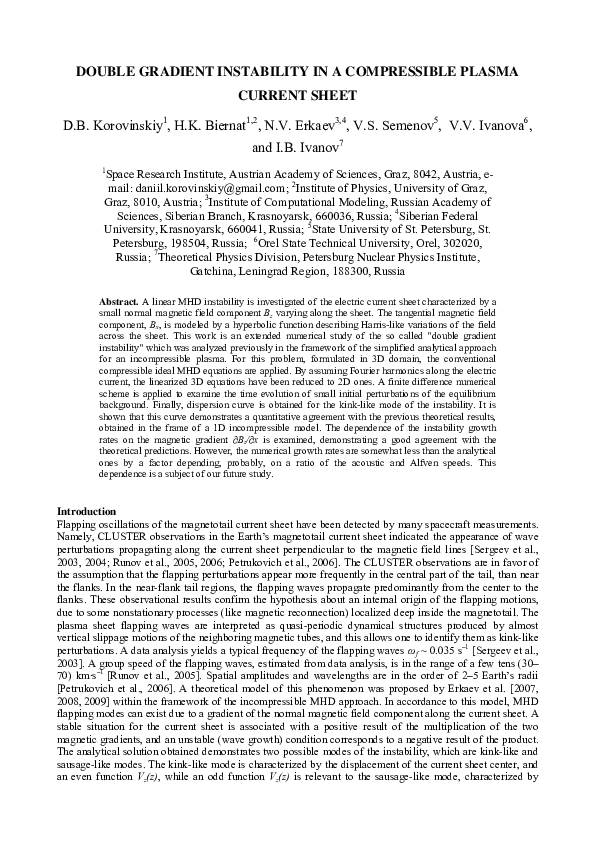 (PDF) Kink Mode in Double Gradient Instability of Plasma