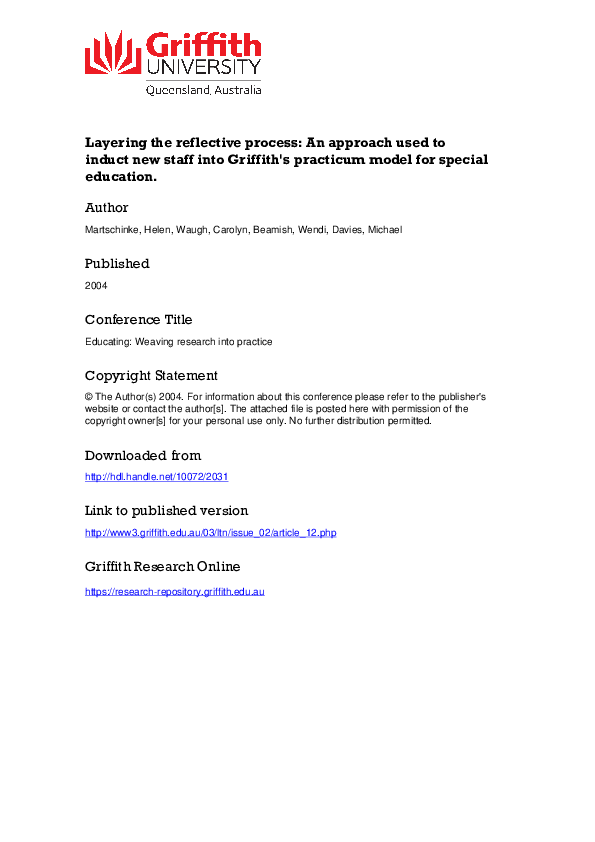 (PDF) Layering the reflective process: An approach used to induct new ...