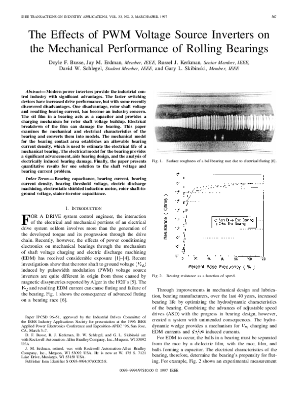 (PDF) The effects of PWM voltage source inverters on the mechanical performance of rolling bearings