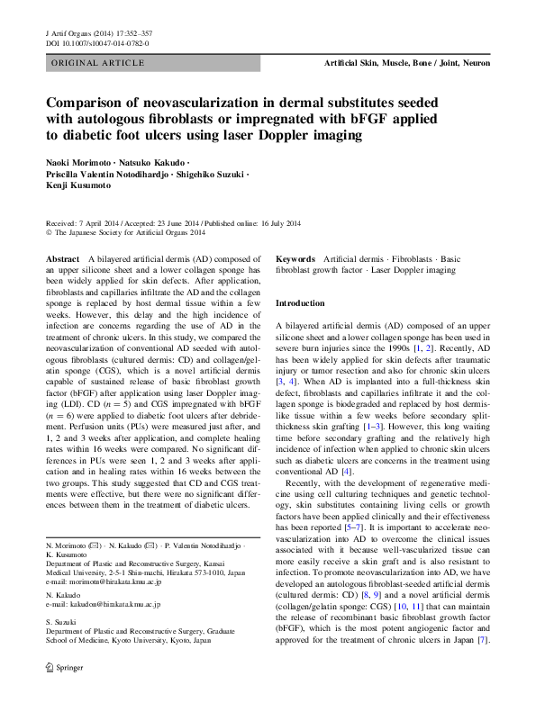 (PDF) Comparison of neovascularization in dermal substitutes seeded ...