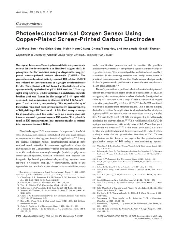 (PDF) Photoelectrochemical Oxygen Sensor Using Copper-Plated Screen ...