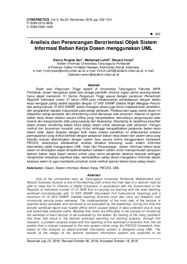 (PDF) Analisis dan Perancangan Berorientasi Objek Sistem Informasi Beban Kerja Dosen menggunakan ...