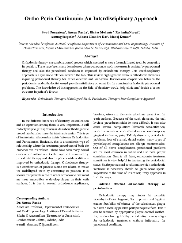 (PDF) Ortho-Perio Continuum: An Interdisciplinary Approach