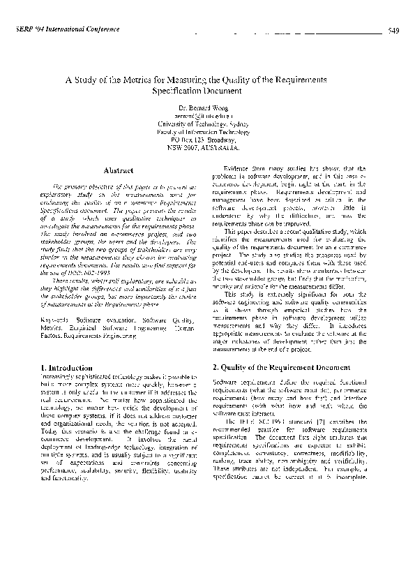 (PDF) A Study of the Metrics for Measuring the Quality of the ...