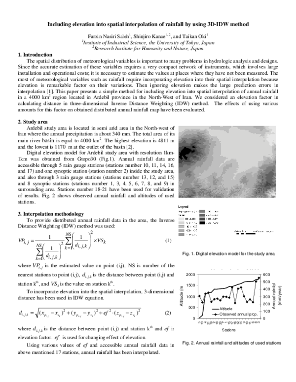 (PDF) Including elevation into spatial interpolation of rainfall by using 3D-IDW method