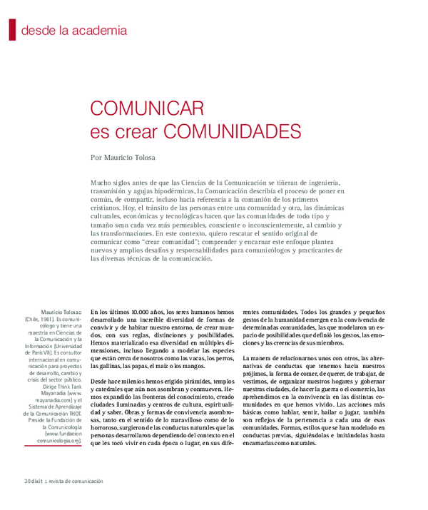 (PDF) Comunicar es crear comunidades