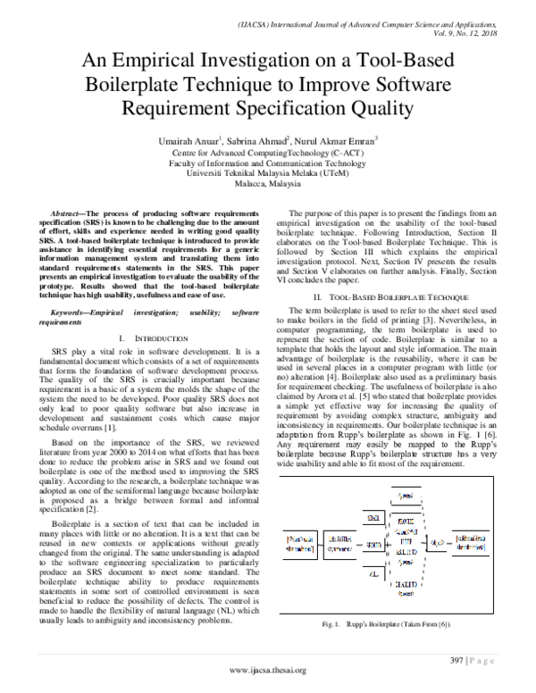(PDF) An Empirical Investigation on a Tool-Based Boilerplate Technique ...