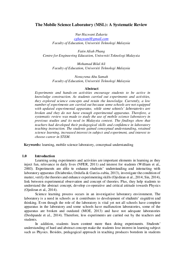 (PDF) The mobile science laboratory (MSL): a systematic review
