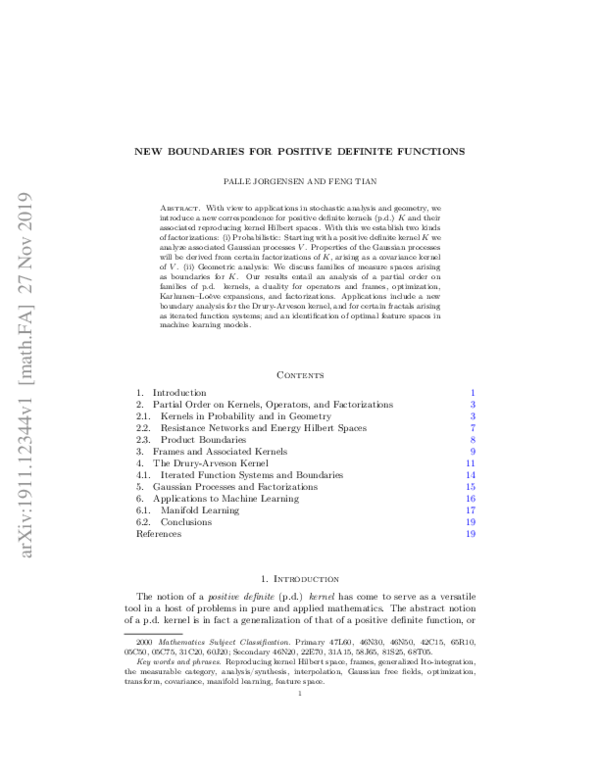 (PDF) Bounds and Applications of Positive Definite Kernels