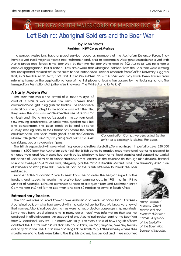 (PDF) Left Behind: Aboriginal Soldiers and the Boer War