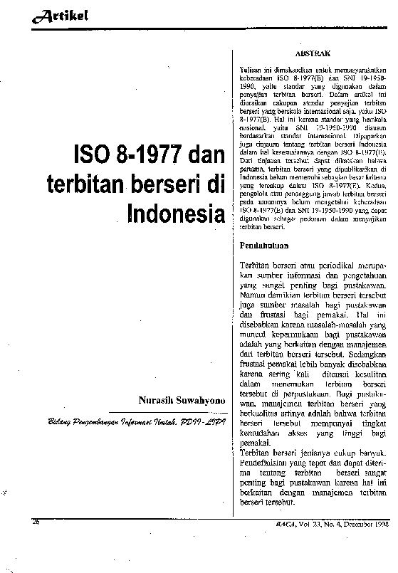 (PDF) Iso 8-1977 Dan Terbitan Berseri DI Indonesia