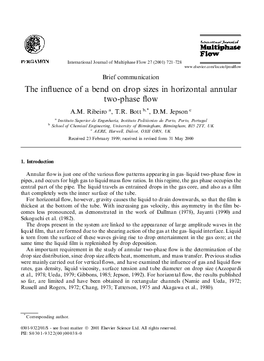 (PDF) The influence of a bend on drop sizes in horizontal annular two ...